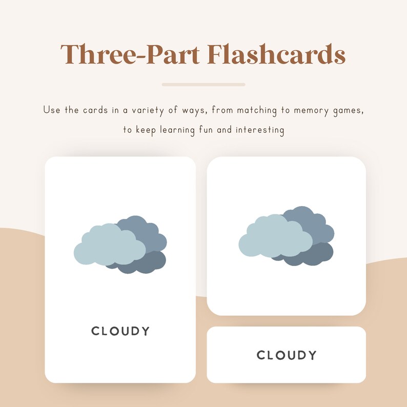 WEATHER English Printable Flashcards Three-part Montessori Cards ...