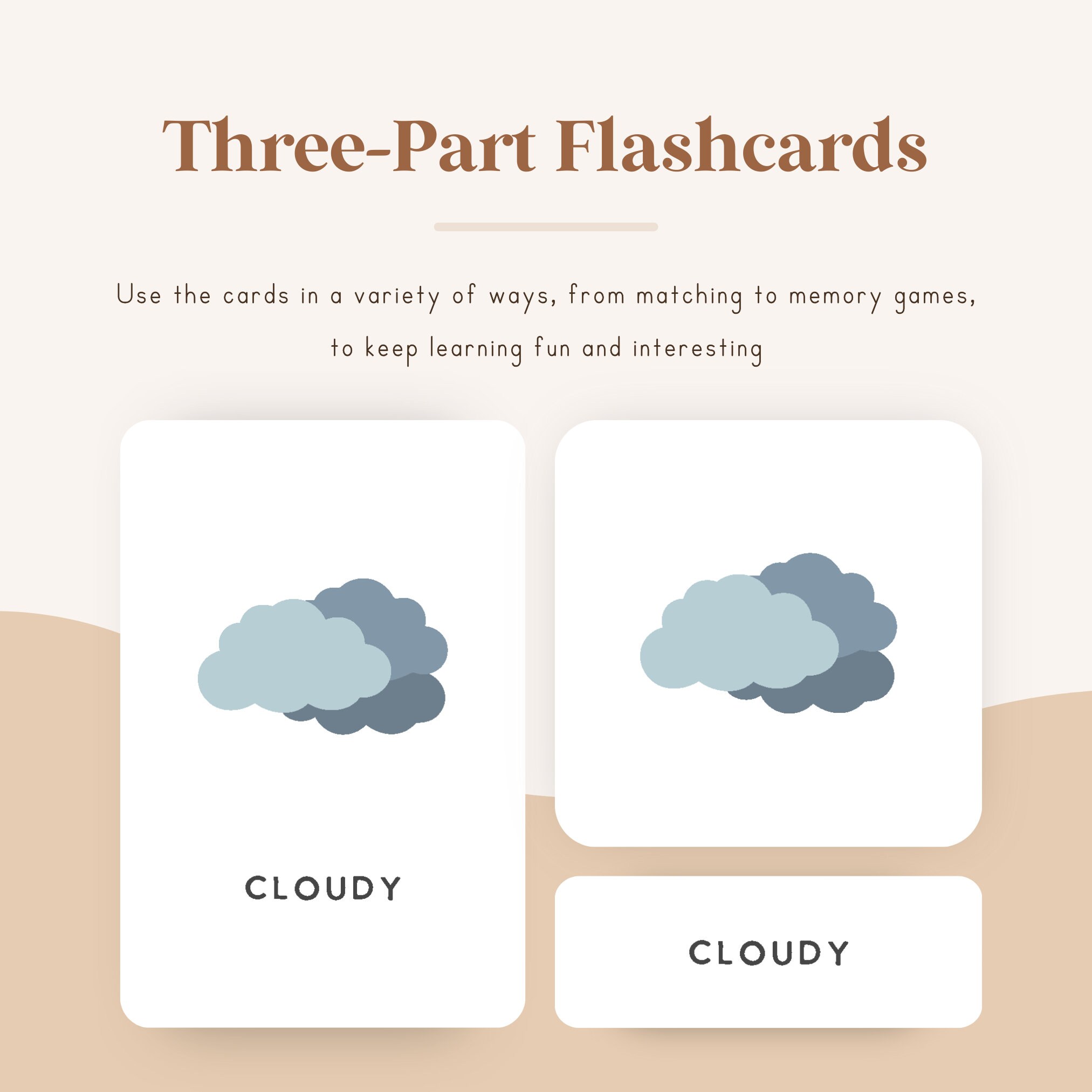WEATHER English Printable Flashcards Three-part Montessori Cards ...