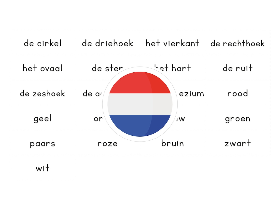 SHAPES & COLORS Dutch Printable Flashcards Three-part Montessori Cards ...