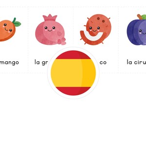 FRUITS Spanish Printable Flashcards Three-part Montessori Cards - Etsy