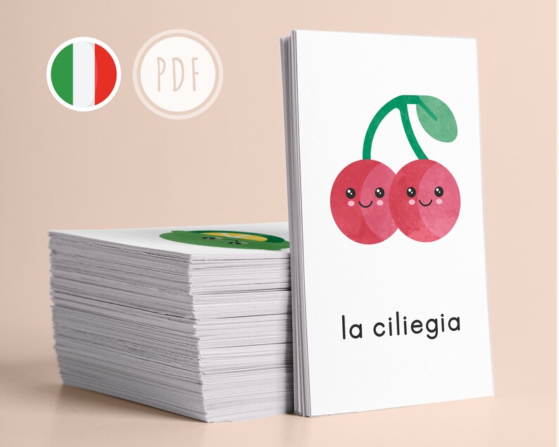 FRUITS Italian Printable Flashcards Three-part Montessori Cards - Etsy