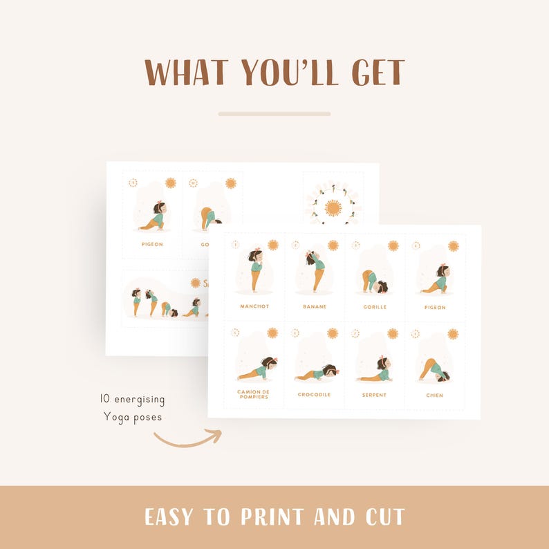 YOGA • Sun Salutation • French • Printable Cards • 10 Poses - Etsy