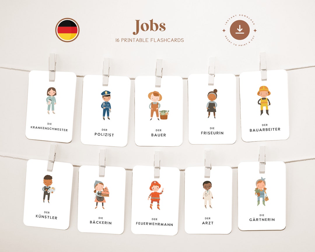 JOBS • German • Printable Flashcards • Three-part Montessori Cards ...