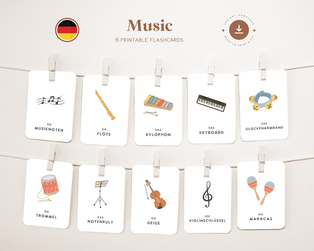 MUSIC • German • Printable Flashcards • Three-part Montessori Cards ...