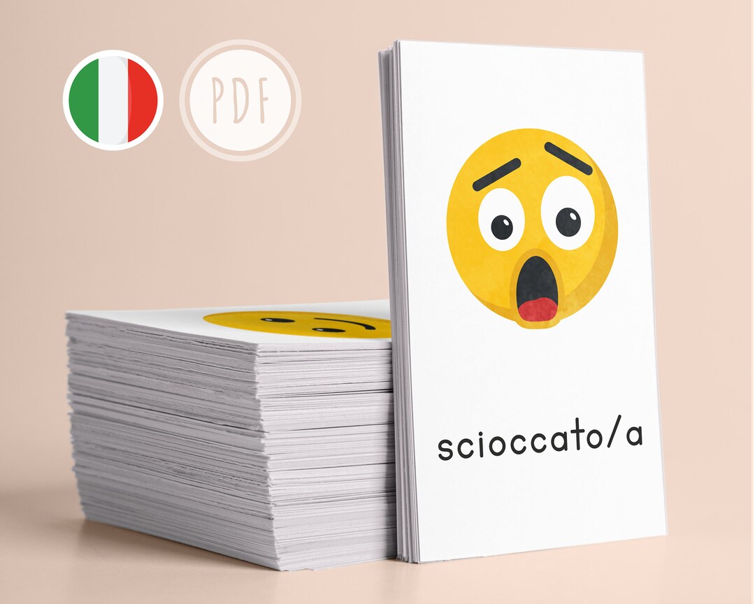 EMOTIONS Italian Printable Flashcards Three-part - Etsy