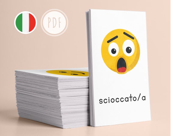 EMOTIONS Italian Printable Flashcards Three-part | Etsy