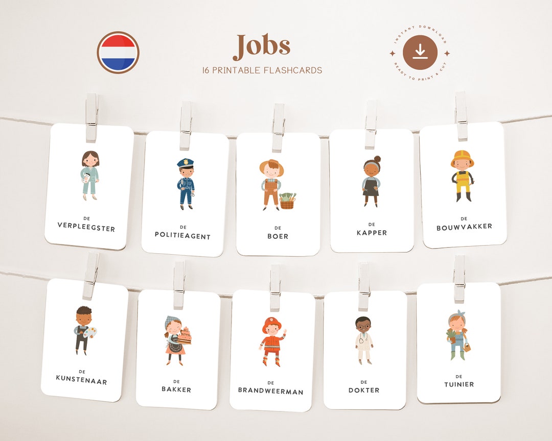 JOBS • Dutch • Printable Flashcards • Three-part Montessori Cards ...