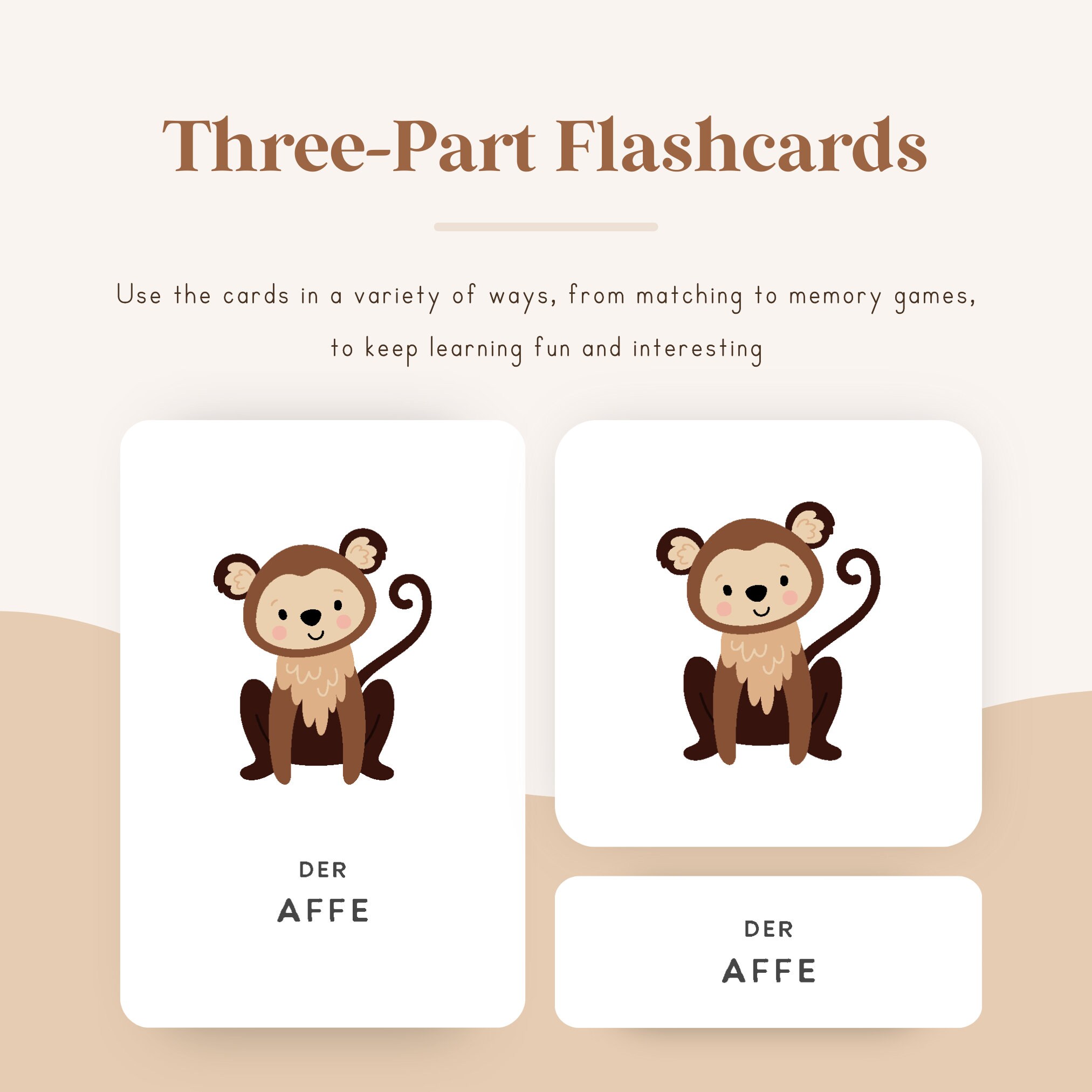 JUNGLE ANIMALS German Printable Flashcards Three-part Montessori Cards ...