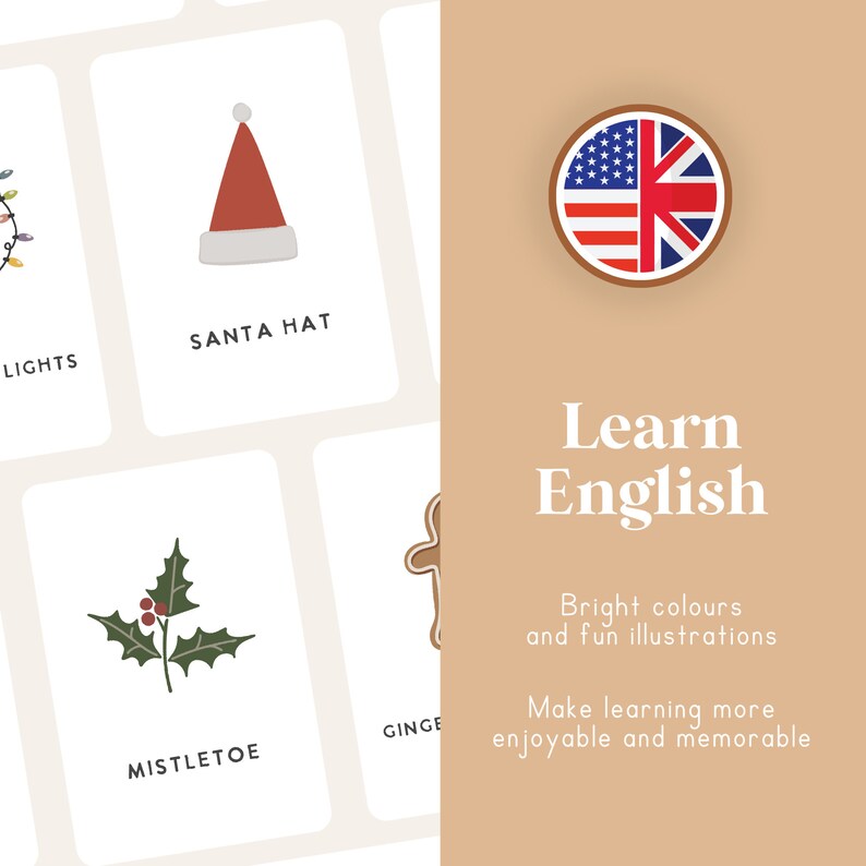 CHRISTMAS • English • Printable Flashcards • Three-part Montessori ...