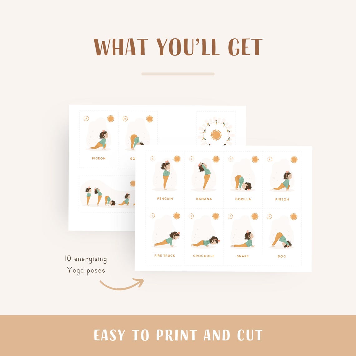 YOGA • Sun Salutation • English • Printable Cards • 10 Poses - Etsy