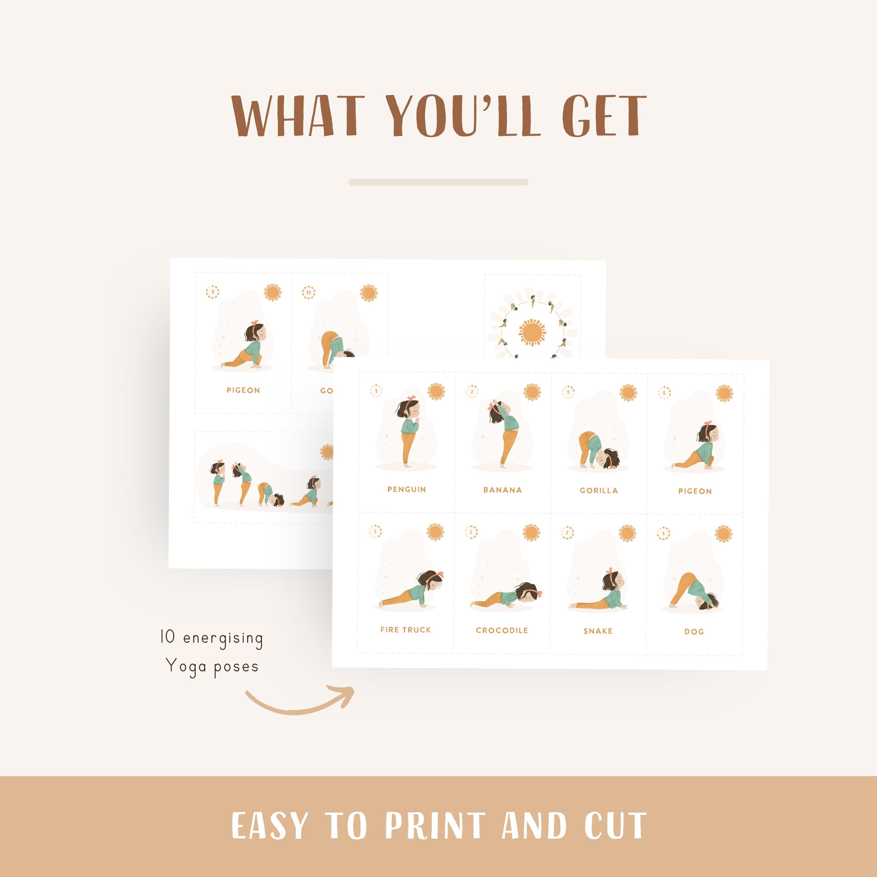 YOGA • Sun Salutation • English • Printable Cards • 10 Poses - Etsy