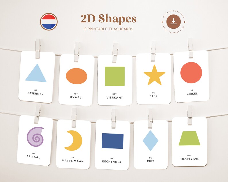 SHAPES • Dutch • Printable Flashcards • Three-part Montessori Cards ...