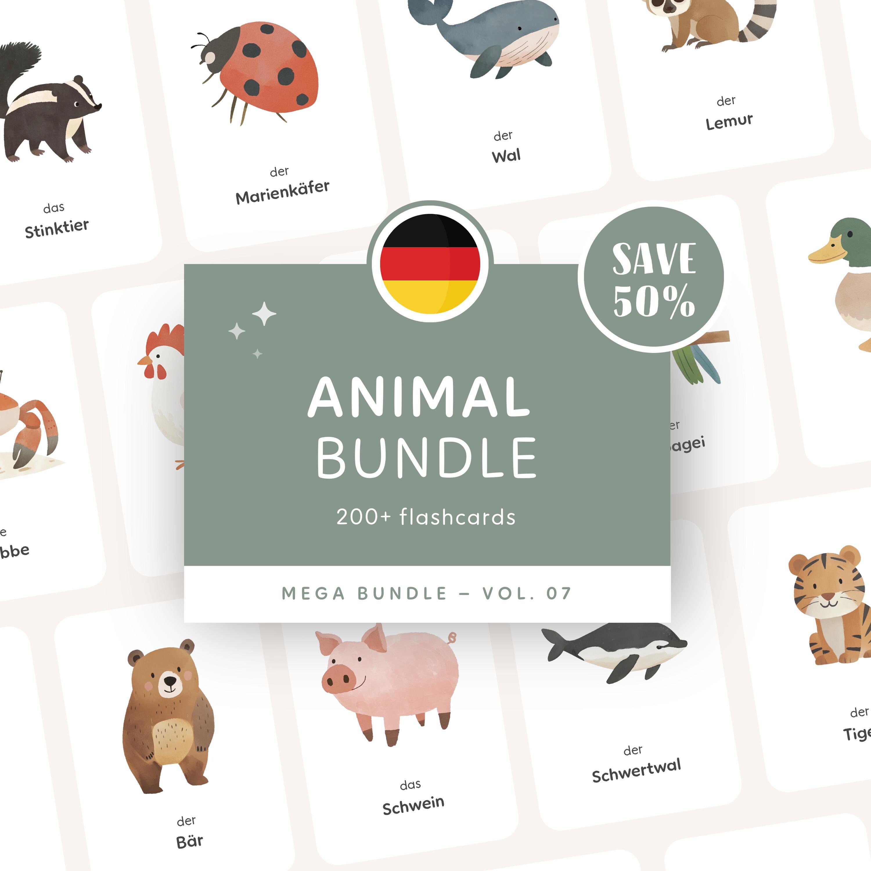 ANIMAL BUNDLE • German • Printable Flashcards • Three-part Montessori ...