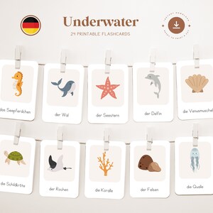 UNDERWATER German Printable Flashcards Three-part Montessori Cards - Etsy