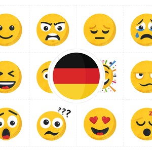 EMOTIONS German Printable Flashcards Three-part | Etsy