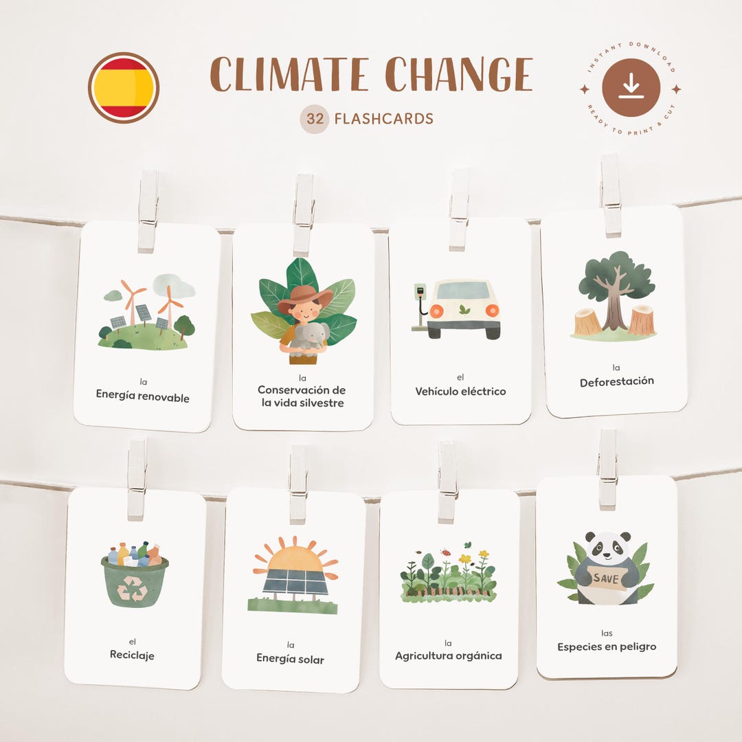 CLIMATE CHANGE • Spanish • Printable Flashcards • Three-part Montessori ...