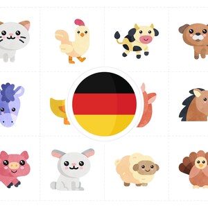 FARM ANIMALS German Printable Flashcards Three-part | Etsy