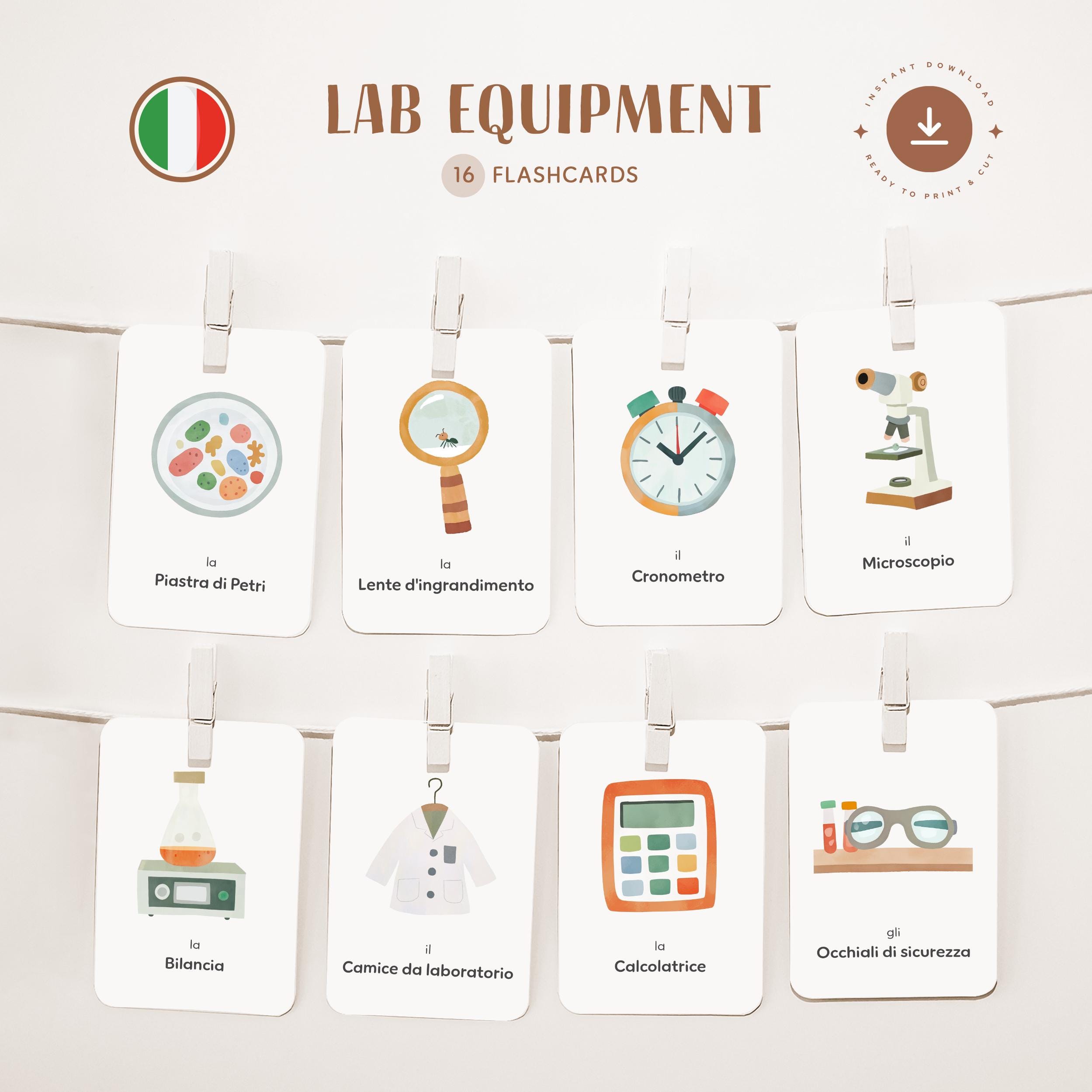 LAB EQUIPMENT • Italian • Printable Flashcards • Three-part Montessori ...