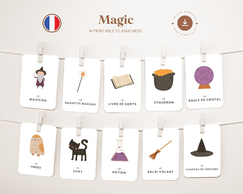 MAGIC • French • Printable Flashcards • Three-part Montessori Cards ...