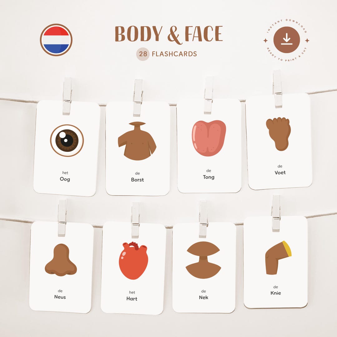 BODY - DARK • Dutch • Printable Flashcards • Three-part Montessori ...