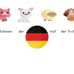 FARM ANIMALS German Printable Flashcards Three-part - Etsy