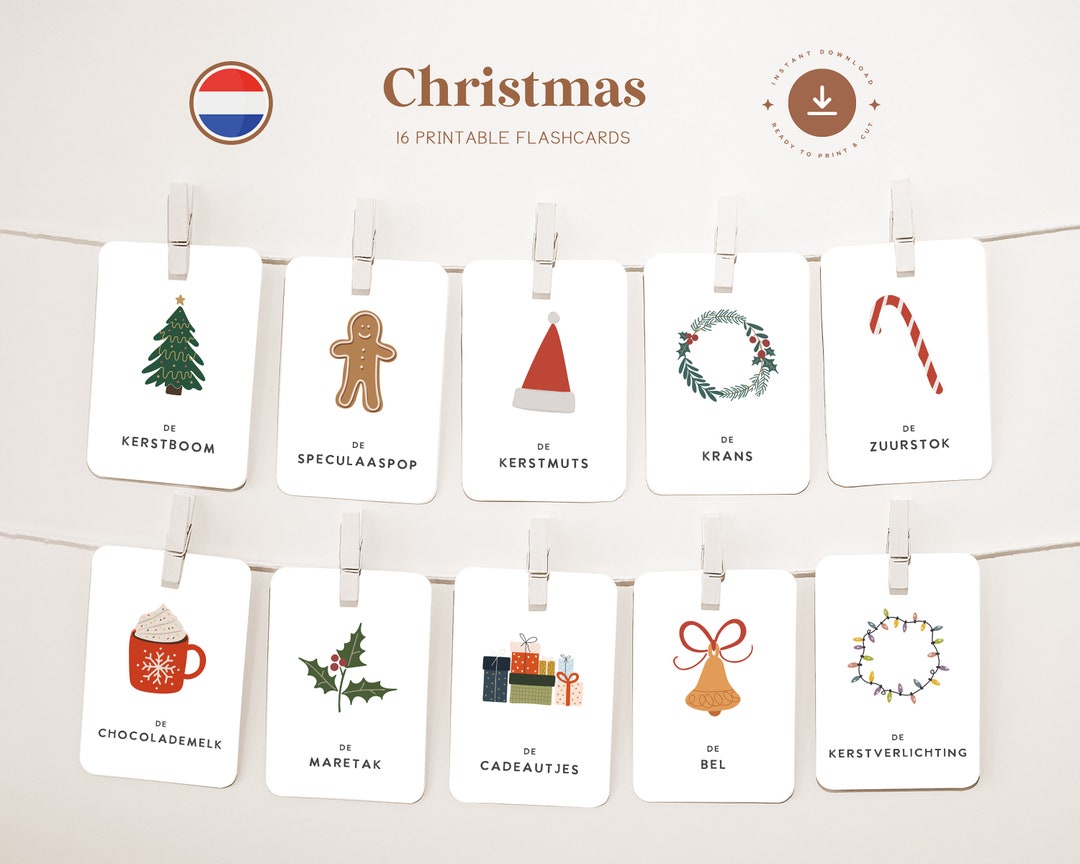CHRISTMAS • Dutch • Printable Flashcards • Three-part Montessori Cards ...