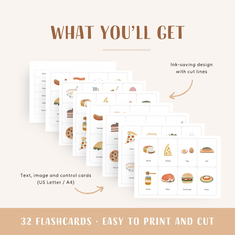 FOODS • English • Printable Flashcards • Three-part Montessori Cards ...