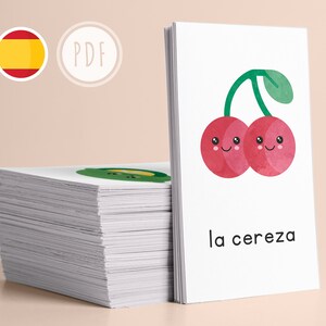 FRUITS Spanish Printable Flashcards Three-part Montessori Cards - Etsy