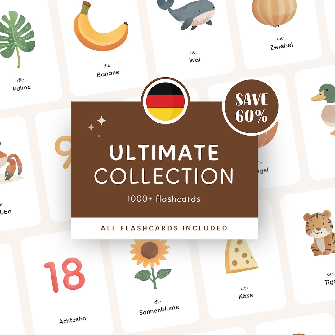 ULTIMATE COLLECTION • German • 1000+ Printable Flashcards • Three-part ...