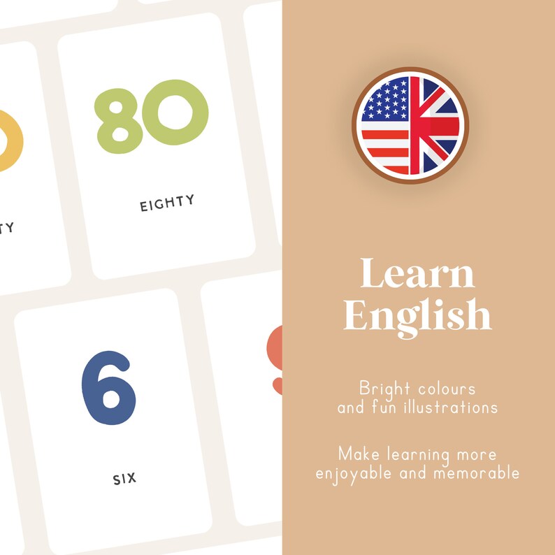 NUMBERS • English • Printable Flashcards • Three-part Montessori Cards ...