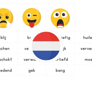 EMOTIONS Dutch Printable Flashcards Three-part Montessori Cards - Etsy