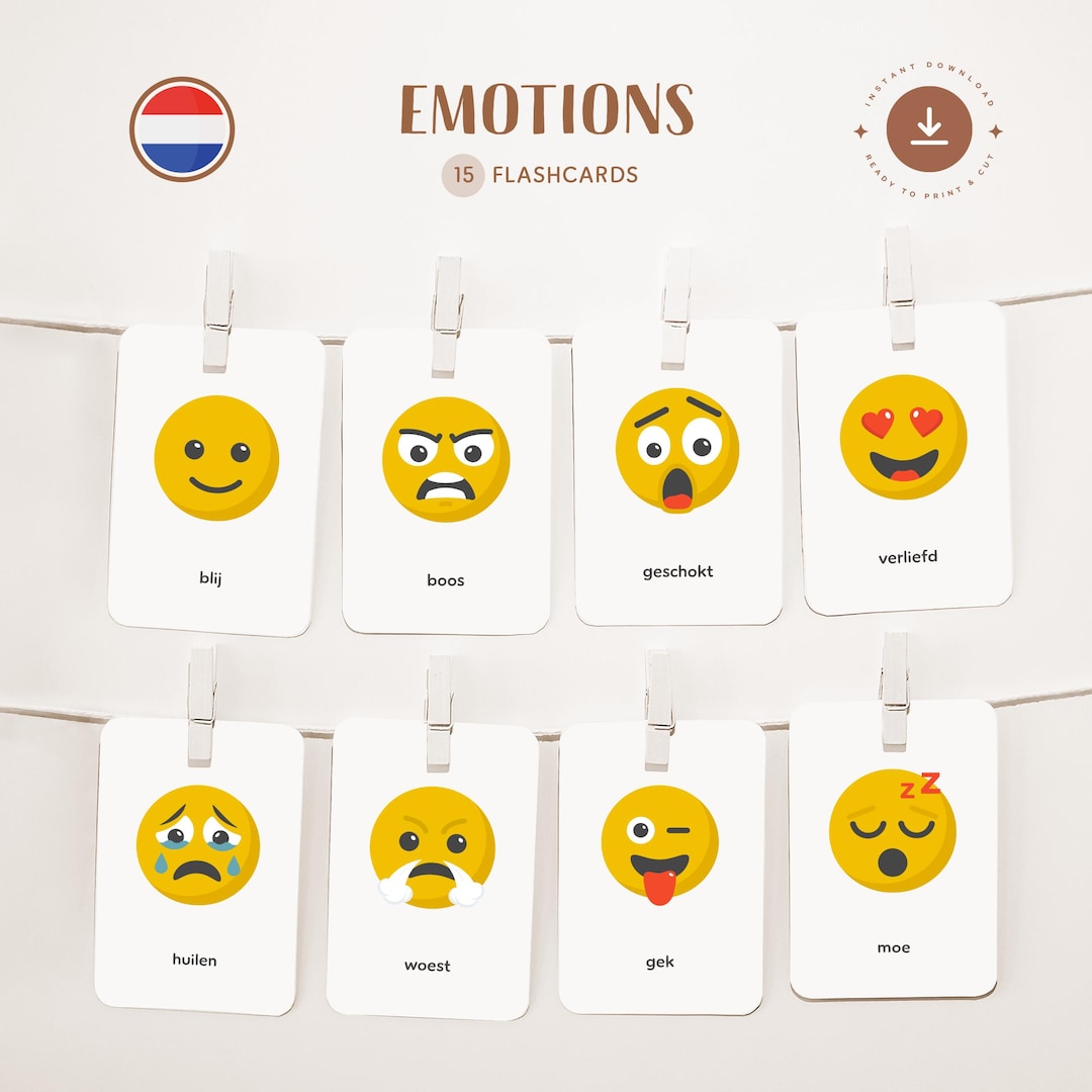 EMOTIONS • Dutch • Printable Flashcards • Three-part Montessori Cards ...