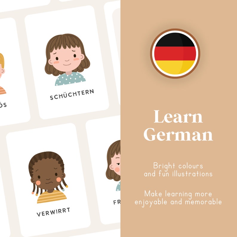 FEELINGS • German • Printable Flashcards • Three-part Montessori Cards ...