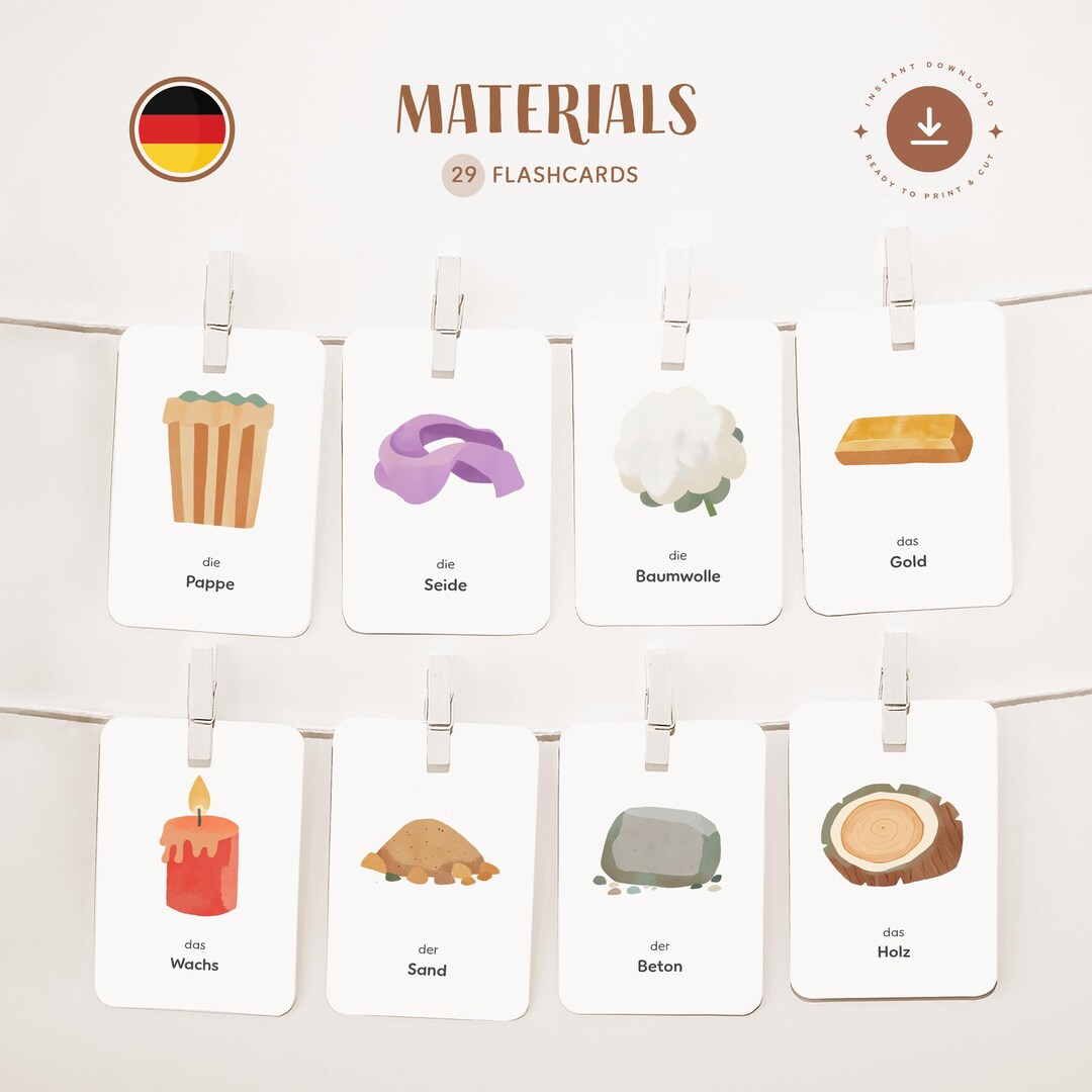 MATERIALS • German • Printable Flashcards • Three-part Montessori Cards ...
