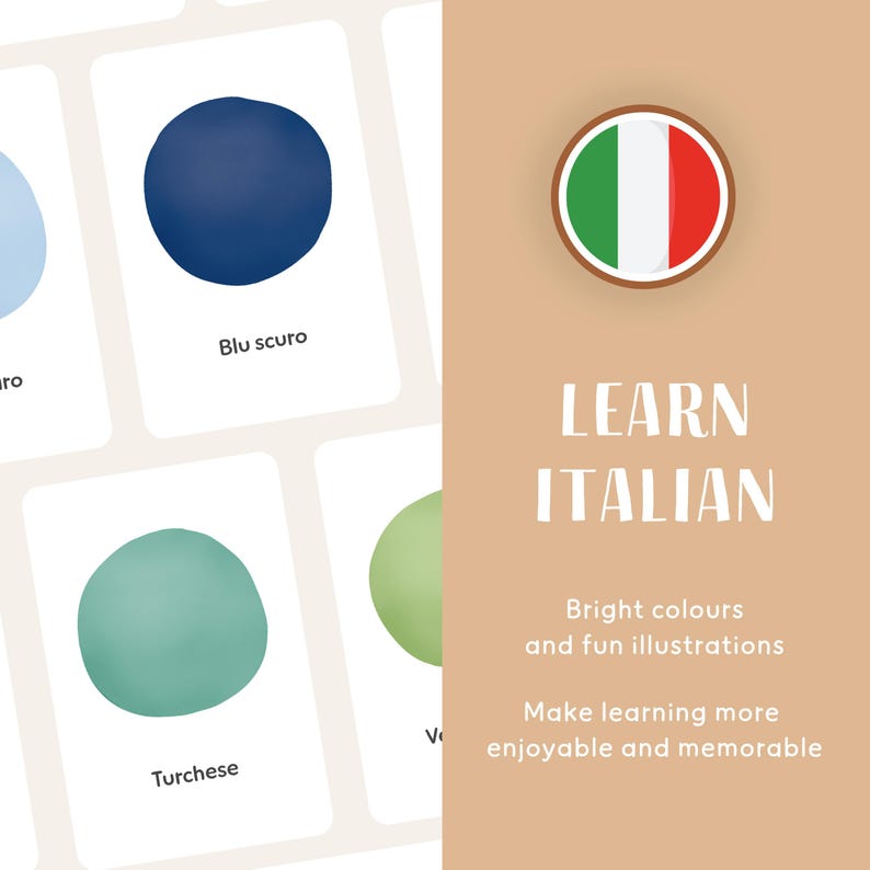 COLORS • Italian • Printable Flashcards • Three-part Montessori Cards ...
