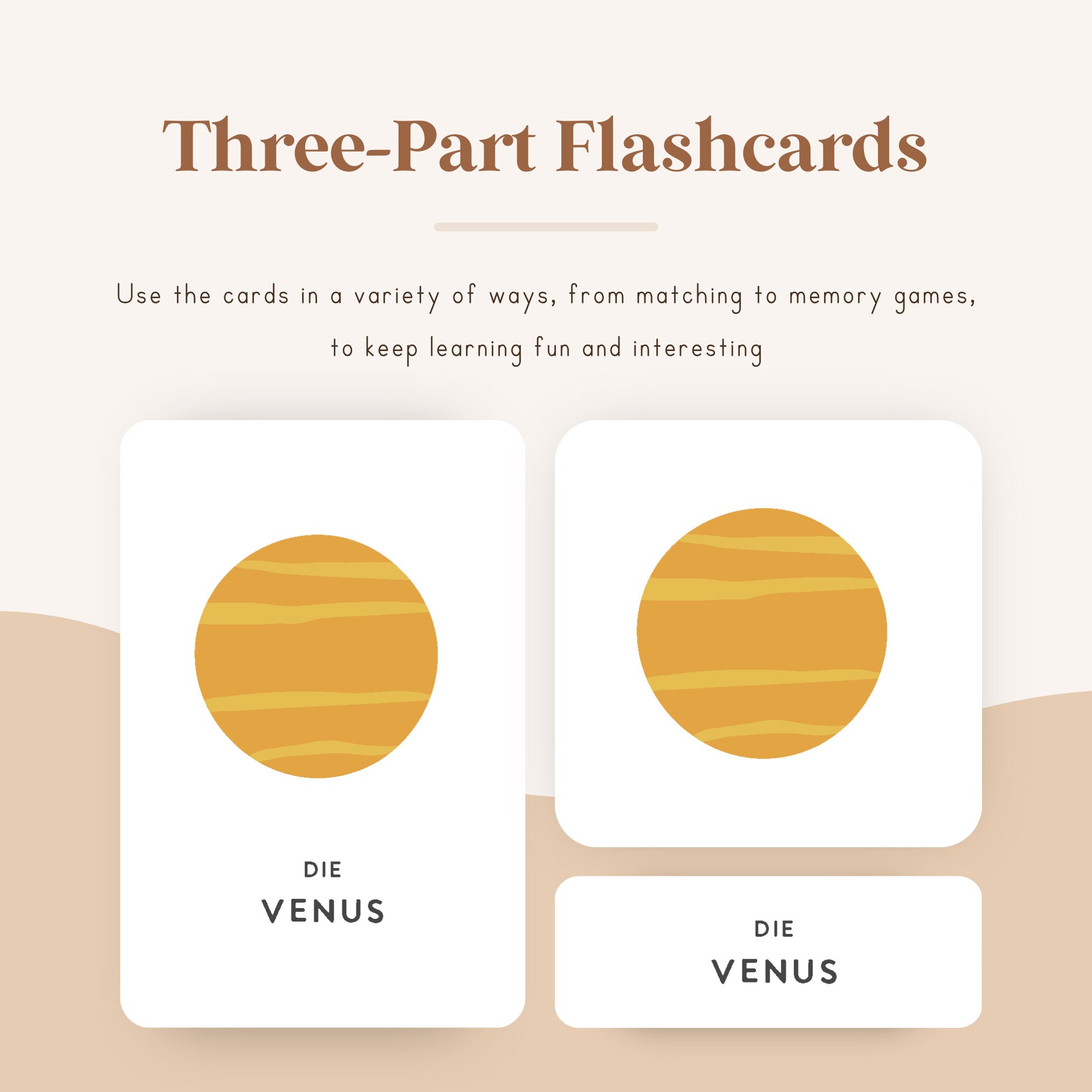 SPACE German Printable Flashcards Three-part Montessori Cards ...