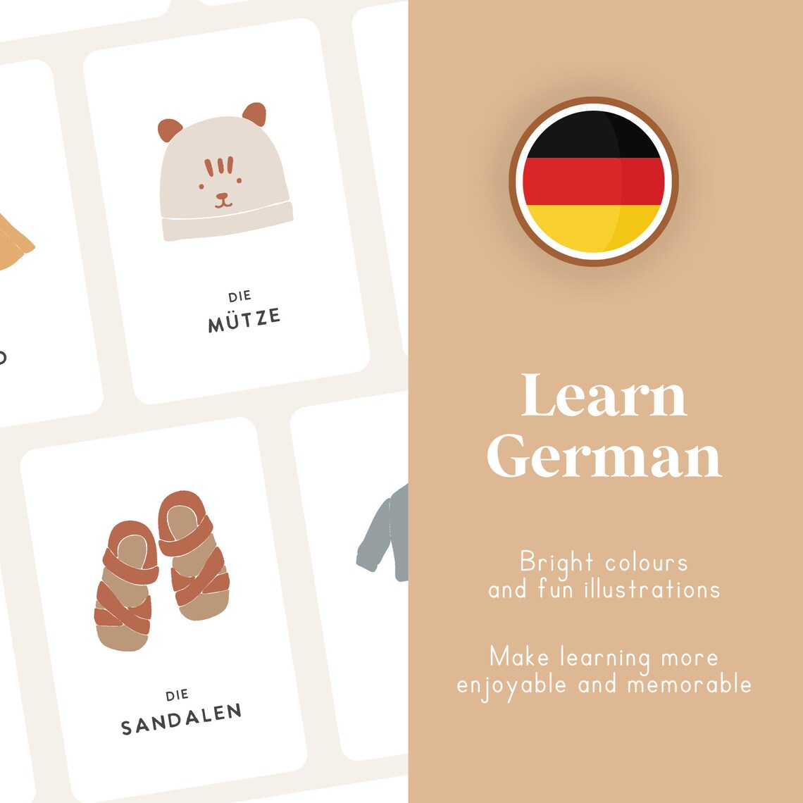 CLOTHES German Printable Flashcards Three-part Montessori Cards - Etsy