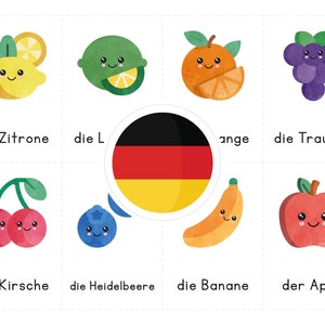 FRUITS German Printable Flashcards Three-part Montessori | Etsy