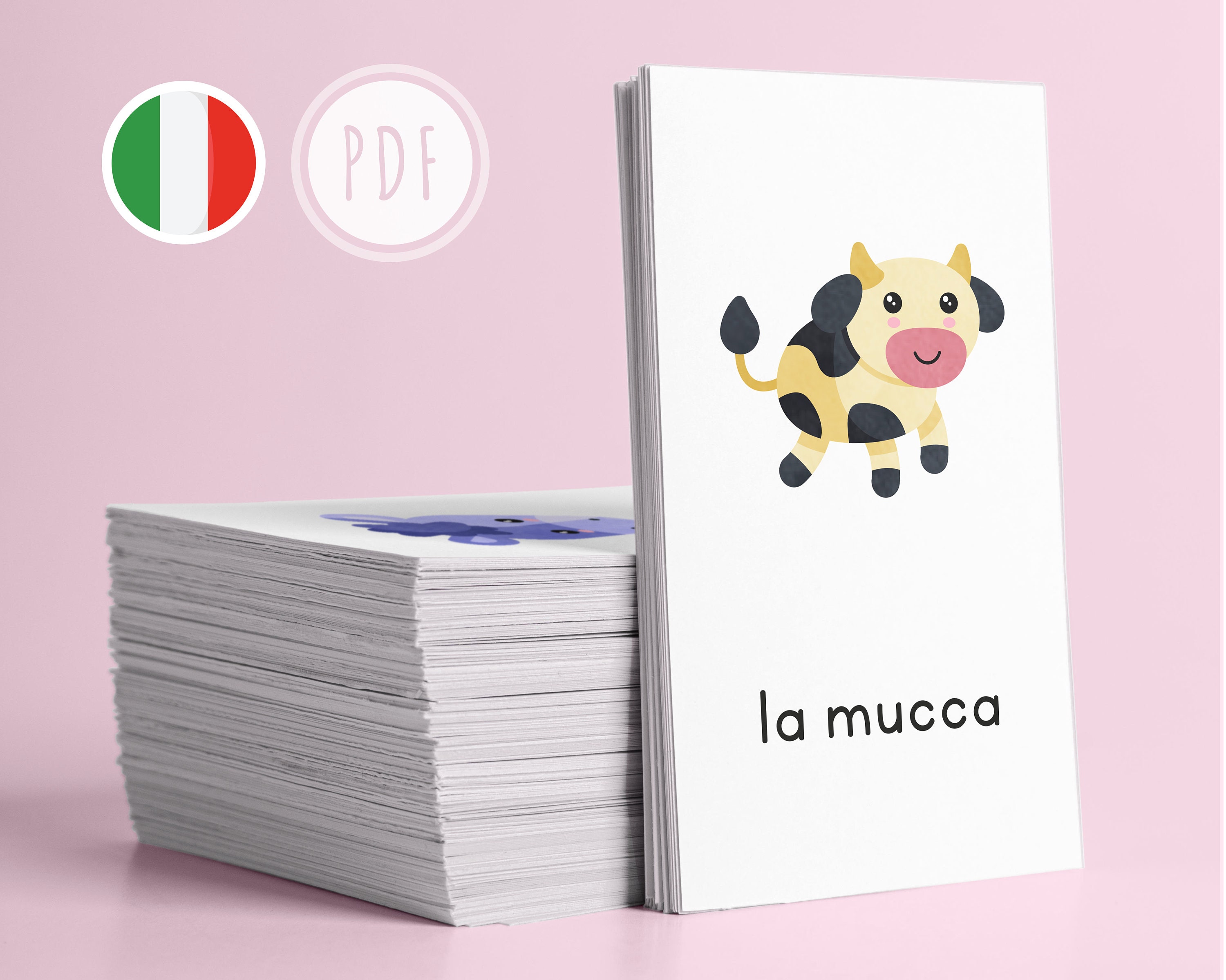 FARM ANIMALS Italian Printable Flashcards Three-part - Etsy