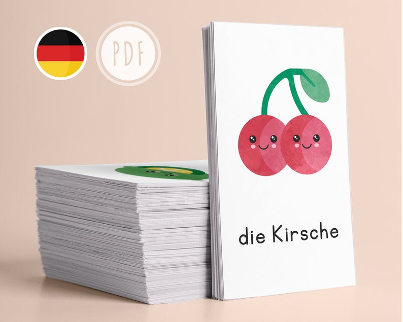 FRUITS German Printable Flashcards Three-part Montessori | Etsy