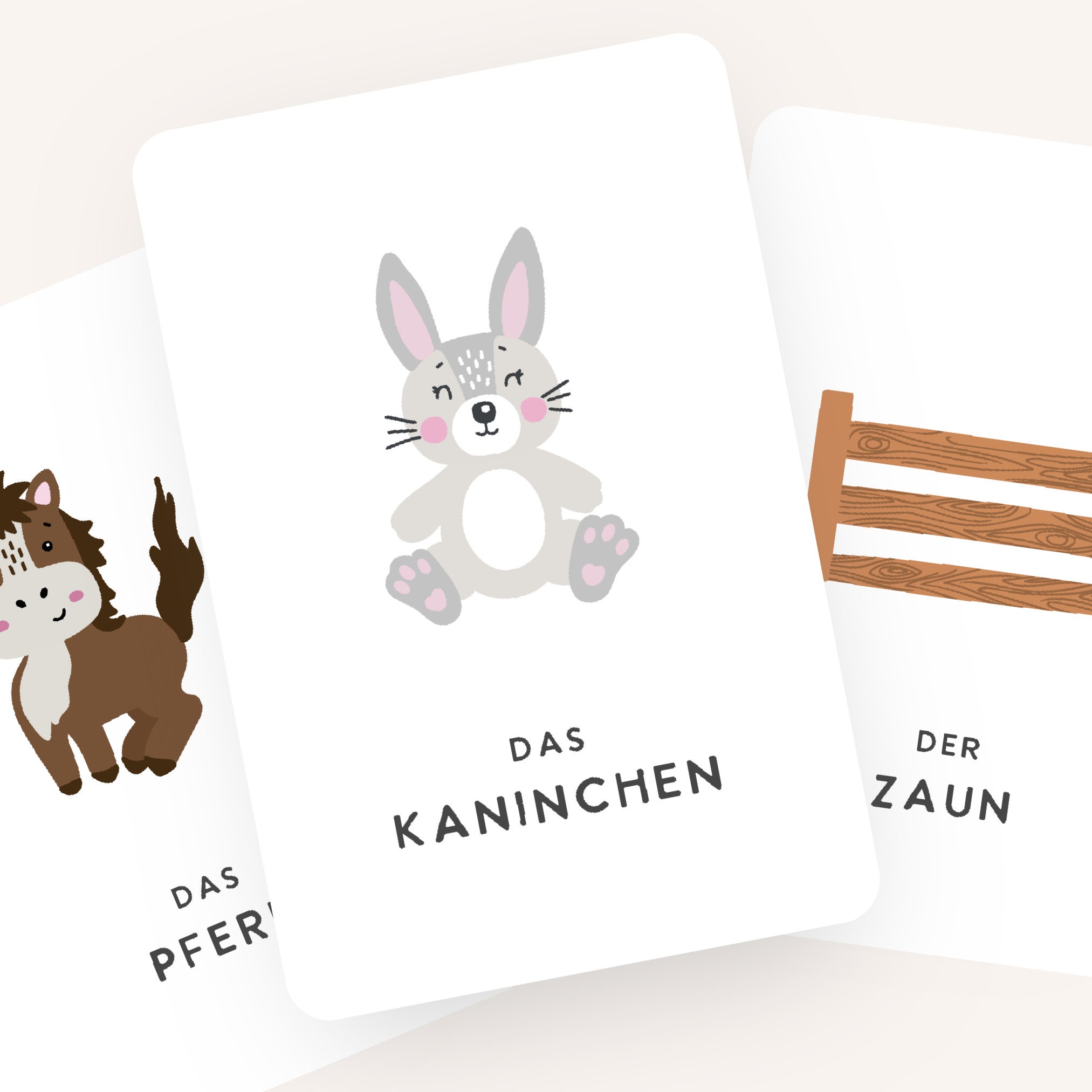 FARM ANIMALS German Printable Flashcards Three-part Montessori Cards ...