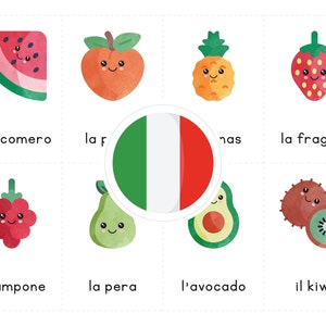 FRUITS Italian Printable Flashcards Three-part Montessori Cards - Etsy
