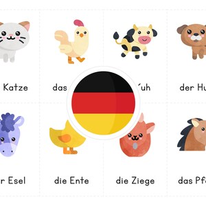FARM ANIMALS German Printable Flashcards Three-part - Etsy