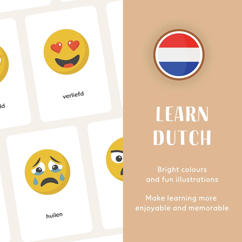 EMOTIONS • Dutch • Printable Flashcards • Three-part Montessori Cards ...