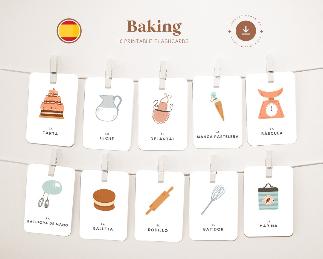 BAKING • Spanish • Printable Flashcards • Three-part Montessori Cards ...