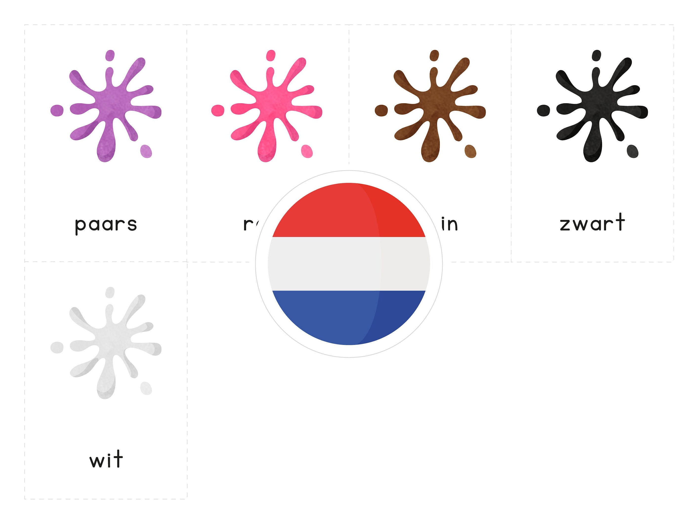 SHAPES & COLORS Dutch Printable Flashcards Three-part Montessori Cards ...