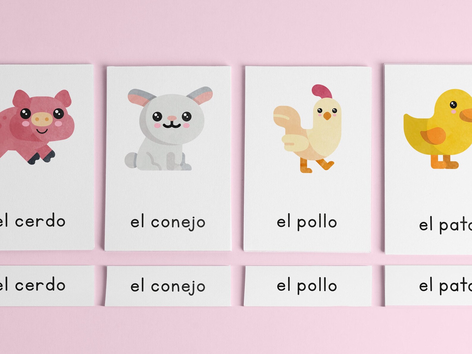 FARM ANIMALS Spanish Printable Flashcards Three-part | Etsy