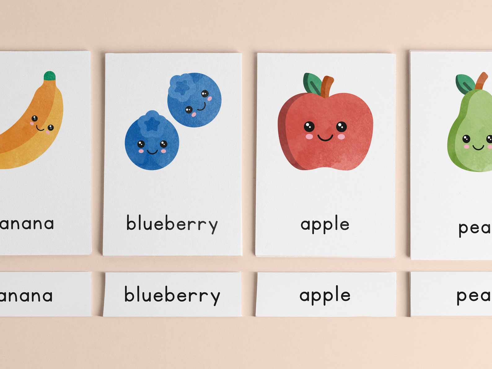 FRUITS English Printable Flashcards Three-part | Etsy