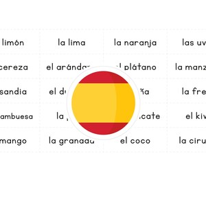 FRUITS Spanish Printable Flashcards Three-part Montessori Cards - Etsy