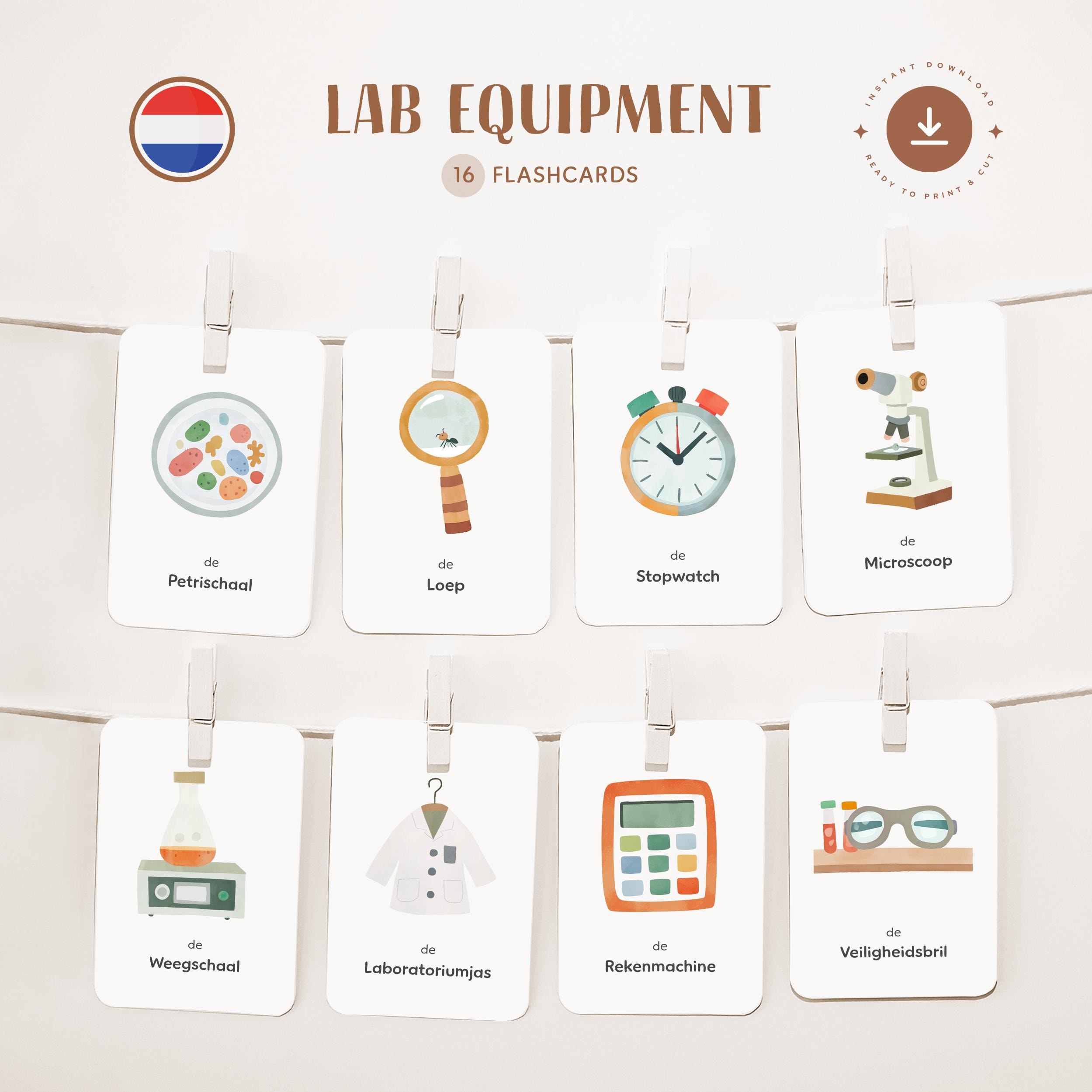 LAB EQUIPMENT • Dutch • Printable Flashcards • Three-part Montessori ...
